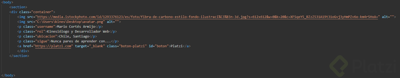 Como crear una tarjeta de presentacion basica con HTML Y CSS